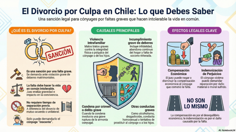 Divorcio por culpa en Chile: causales, prueba y cuándo conviene